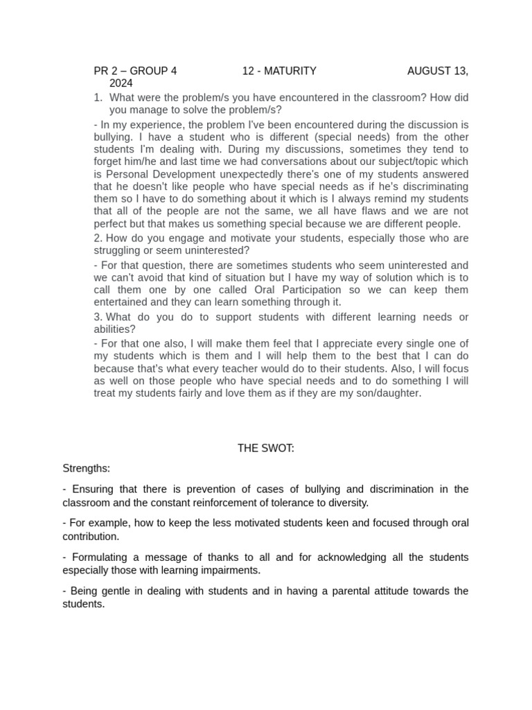 PR 2 Group 4 12 Maturity | PDF | Learning Disability | Special Education