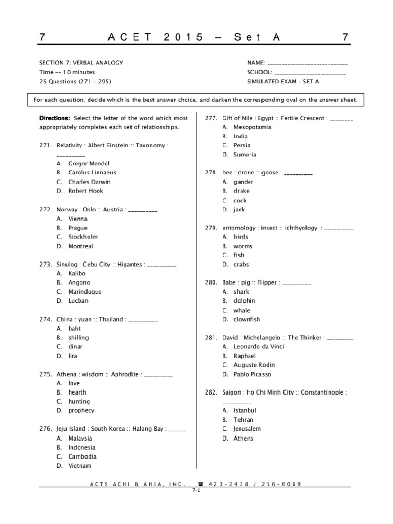 ACET - Verbal Analogy II | PDF