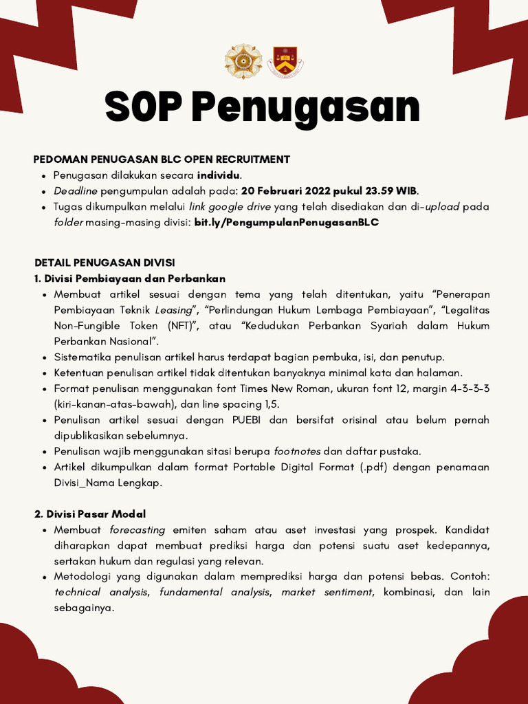 SOP Penugasan BLC Open Recruitment | PDF
