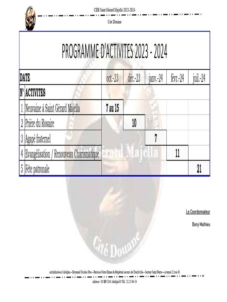 Programme D'activités 2023-2024 | PDF