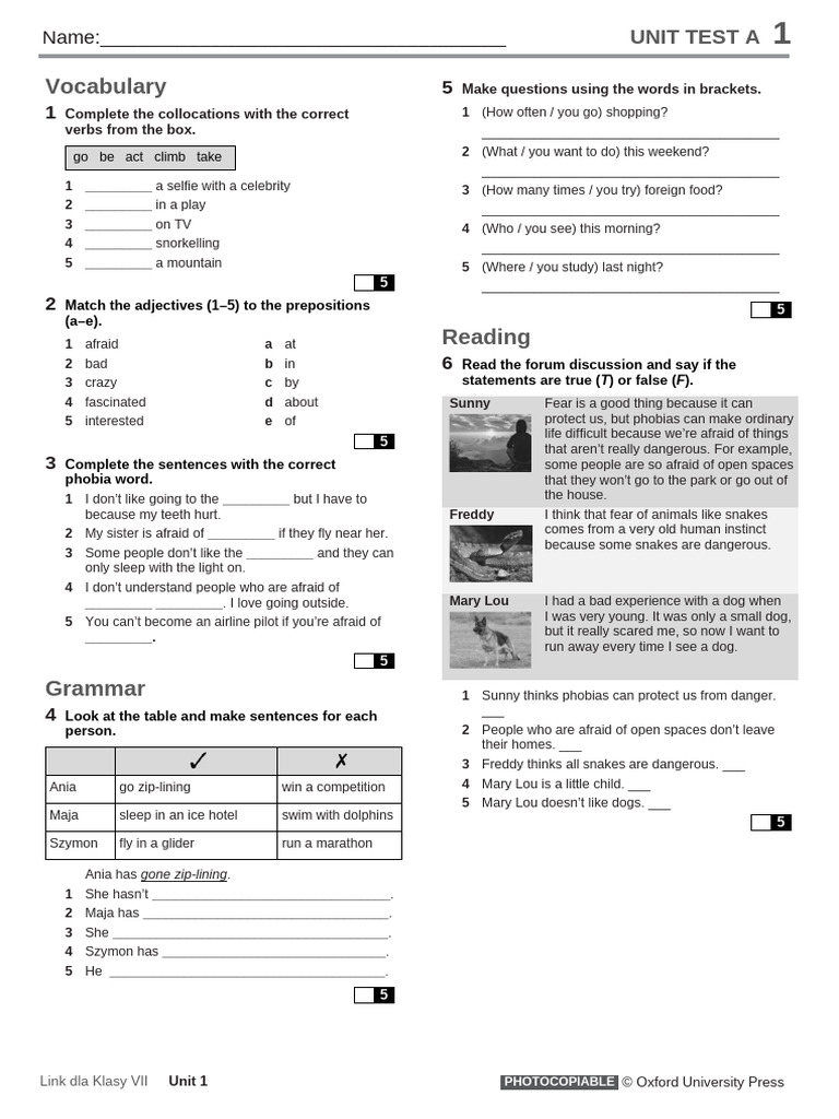 Link VII Unit 1 Test A | PDF