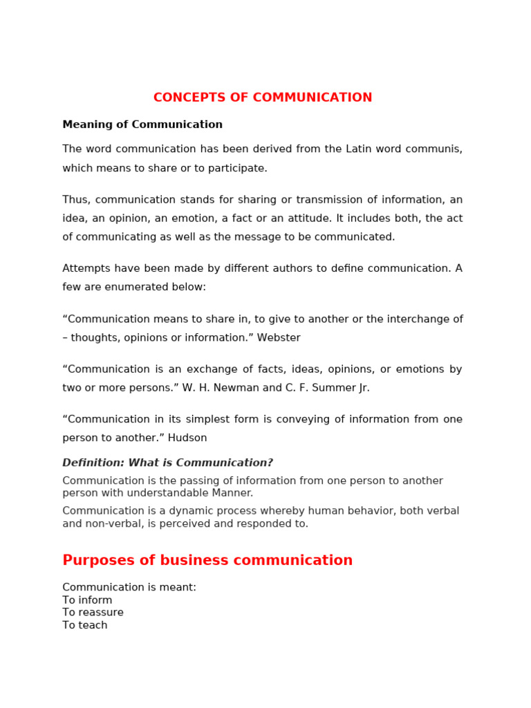 Concepts of Communication | PDF