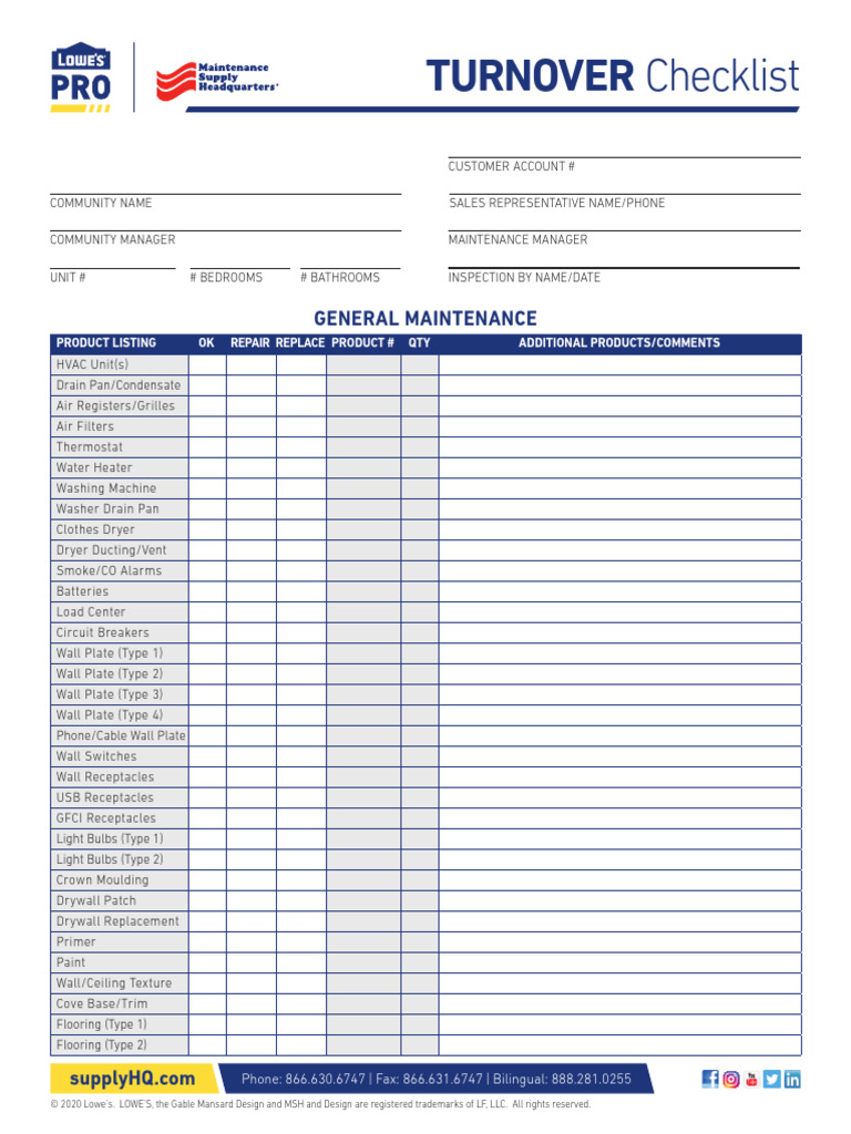 Sample Turnover Checklist | PDF
