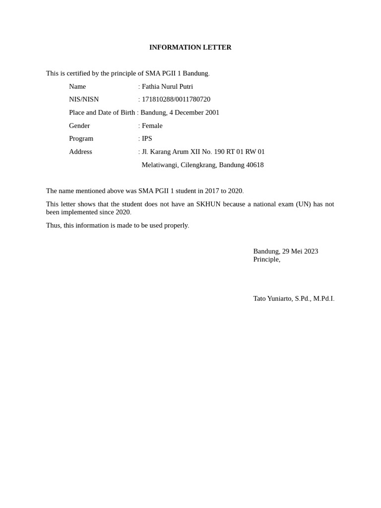 Information Letter | PDF