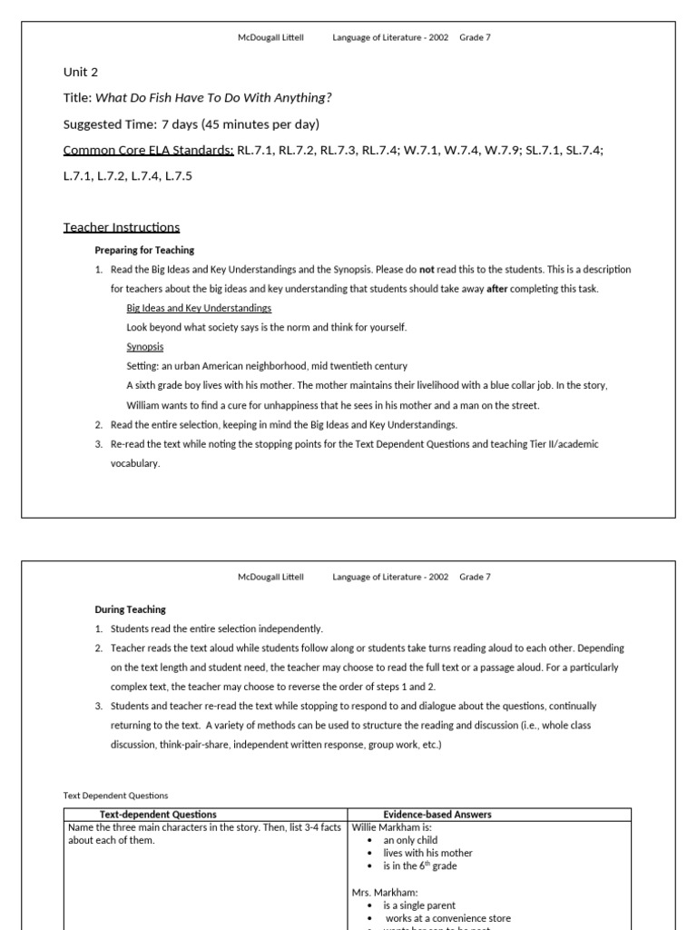 Grade7_What Do Fish Have to Do With Anything___ML | PDF