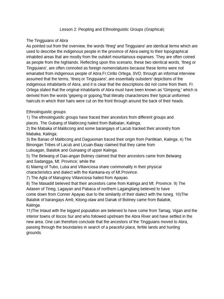 People and Ethnolinguistic Groups of Abra | PDF | Ethnic Groups ...