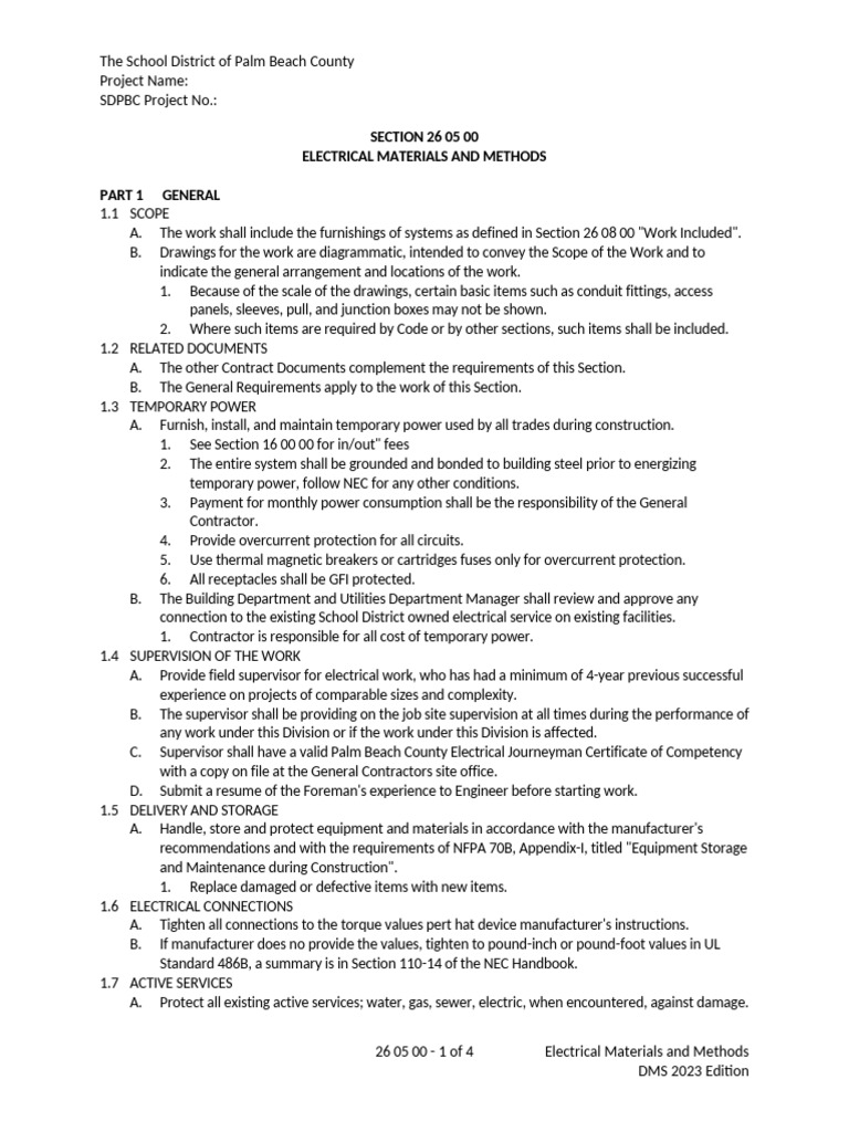 26 05 00 Electrical Materials and Methods | PDF