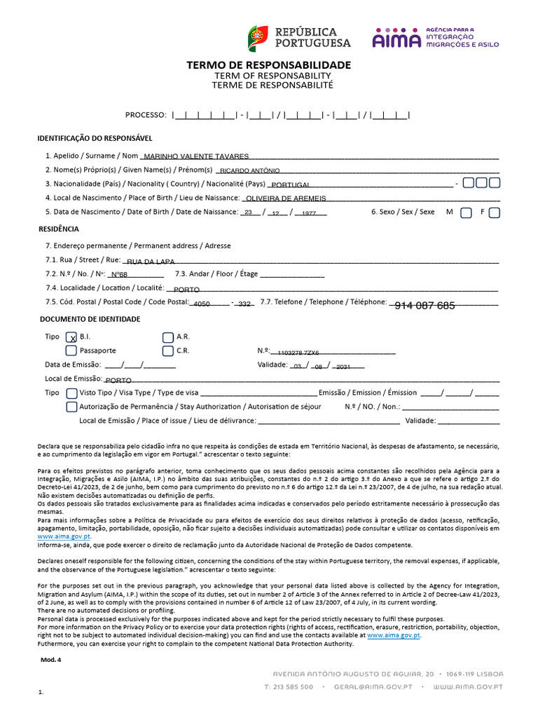 Modelo 4 Preenchido | PDF