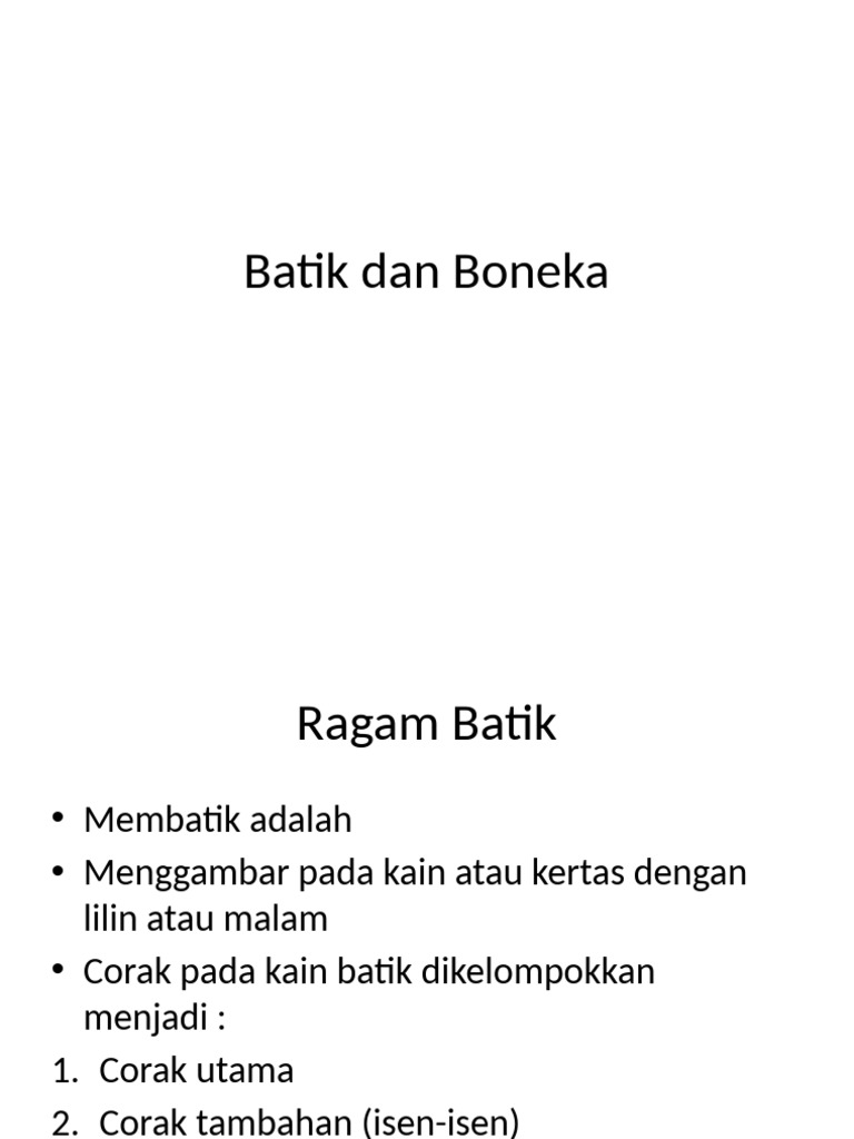 Batik Dan Boneka | PDF