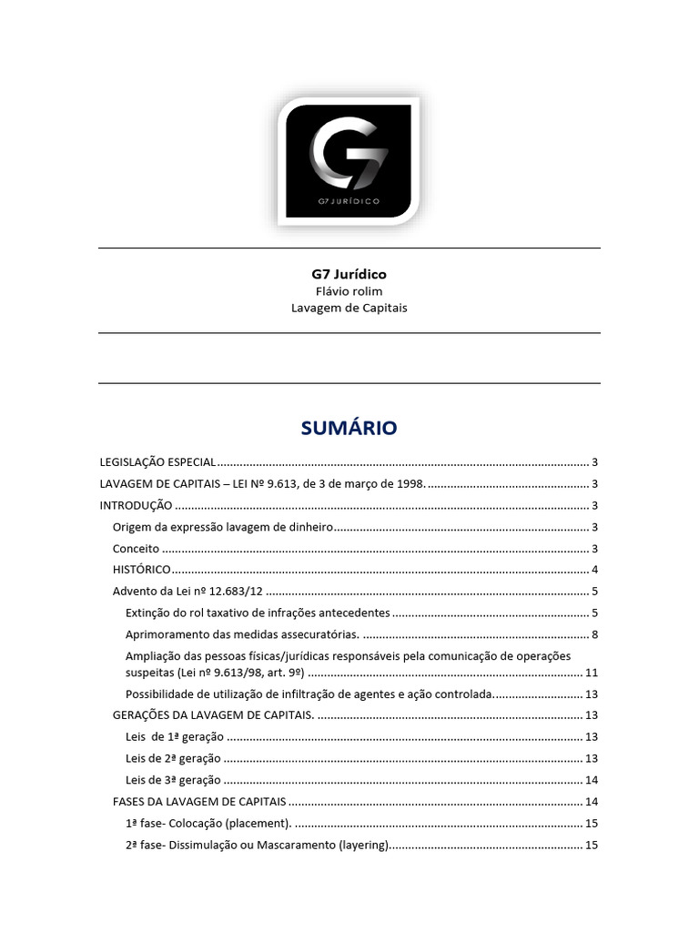 Material Do Professor - LPE - Lavagem de Capitais - Flavio Rolim - Aula 12 | PDF