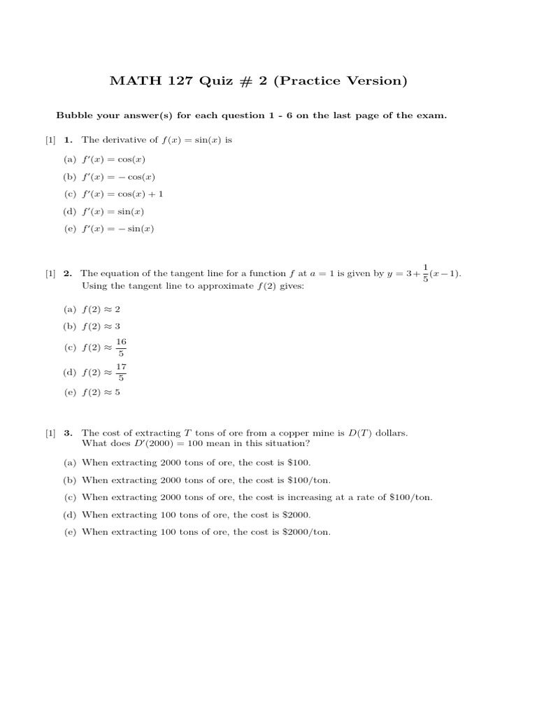 Practice Quiz 2 | PDF