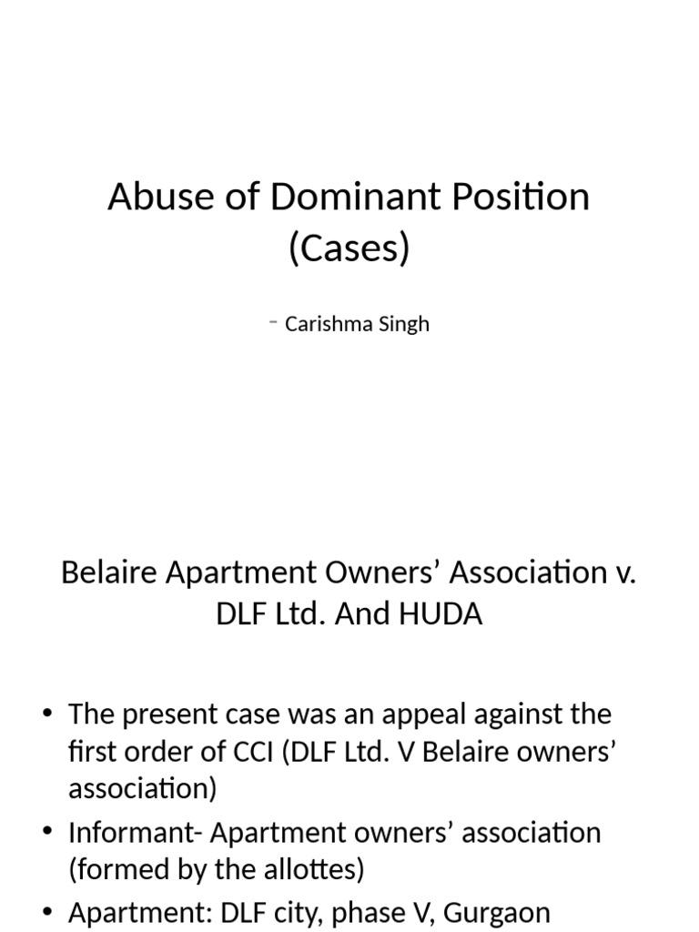 Abuse of Dominat Position Cases | PDF