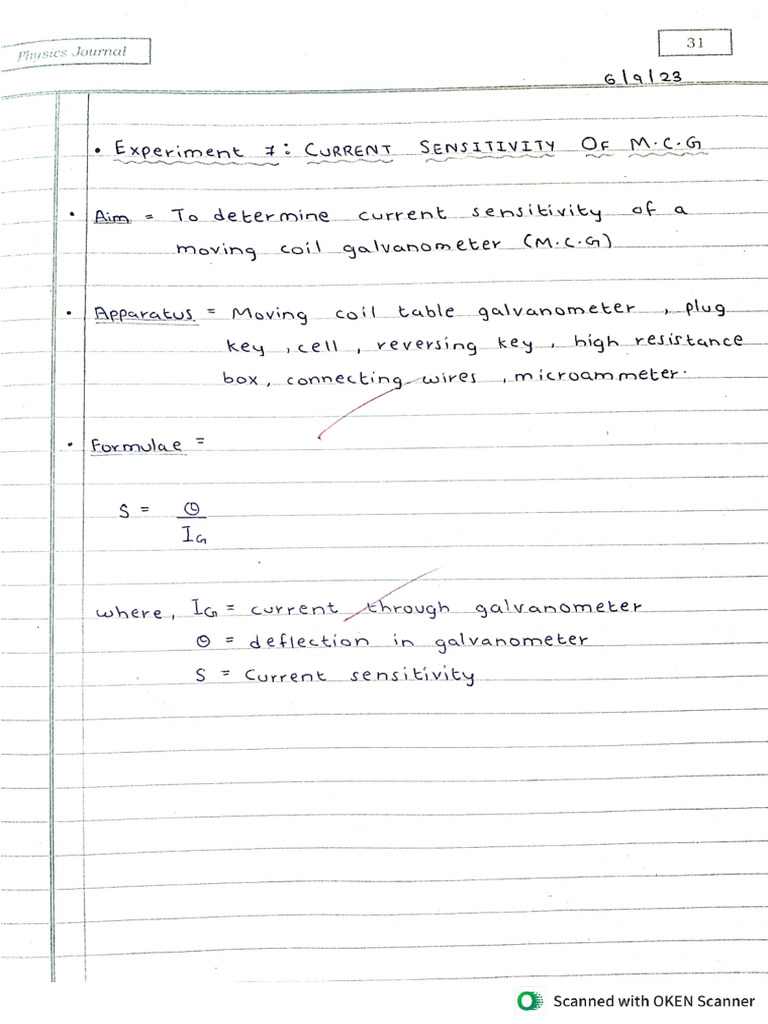 Current Sensitivity of Galvanometer | PDF