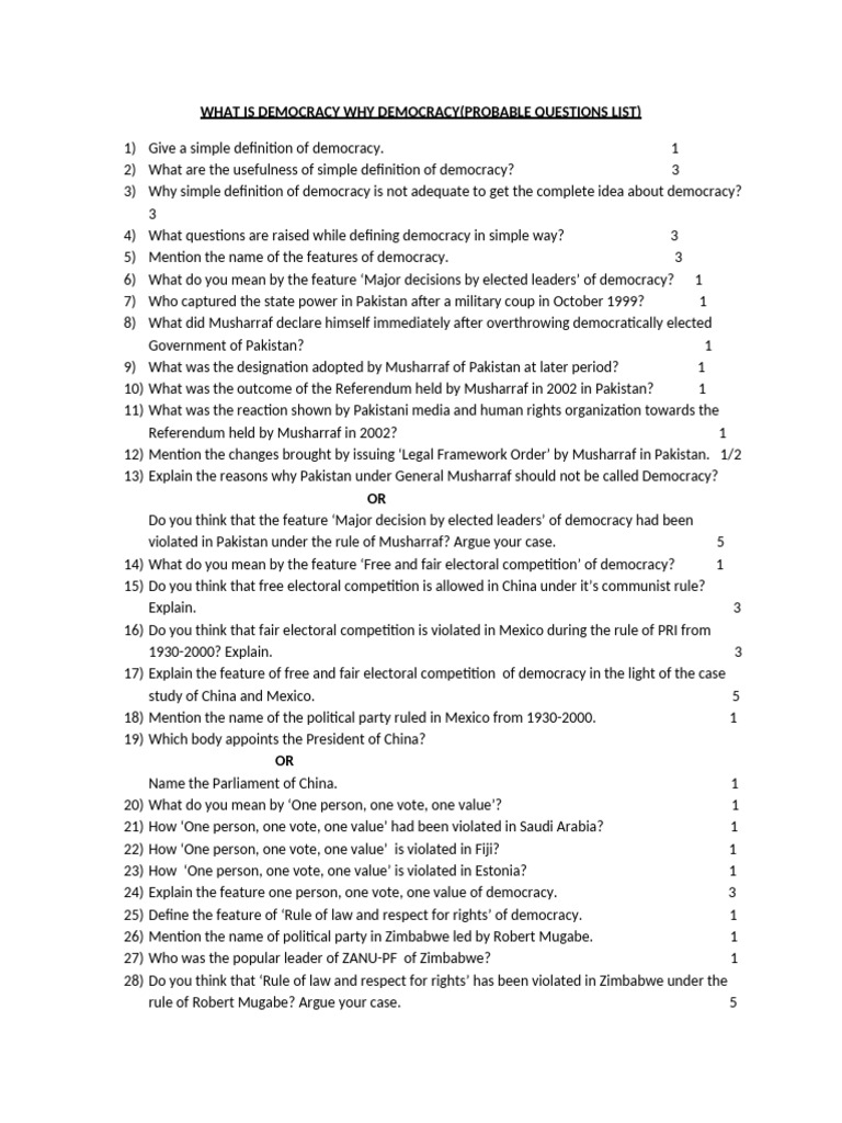 Ch 1 What is Democracy Why Democracy | PDF