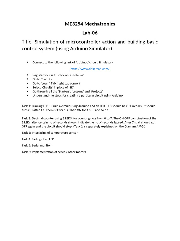 MTX Lab Expt 6 Arduino Simulation | PDF