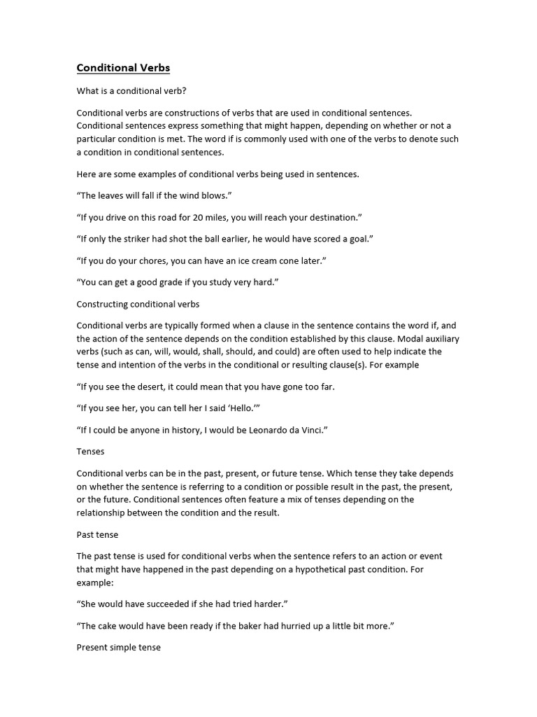 Conditional Verbs | PDF