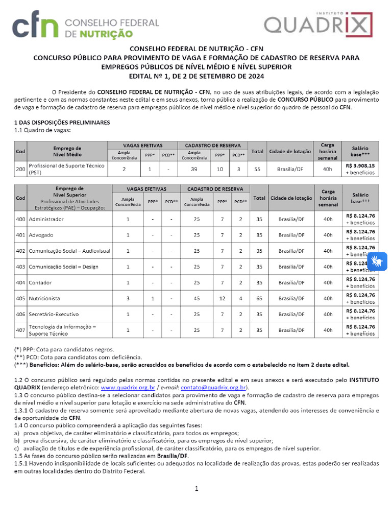 1 CFN Concurso Publico 2024 Edital 1 Abertura | PDF