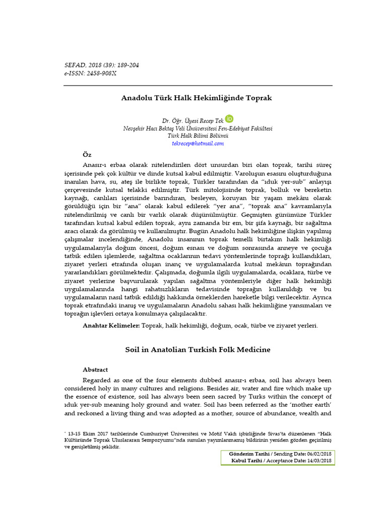 Recep Tek Halk Heki̇mli̇ği̇nde Toprak | PDF