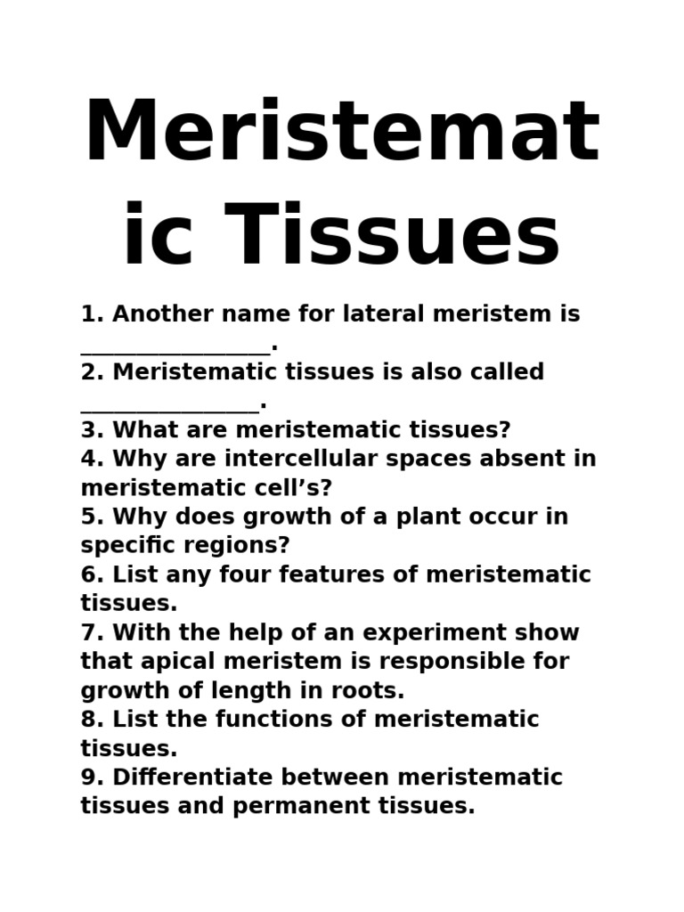 Meristematic Tissues | PDF