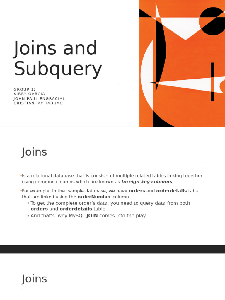 Joins and Subquery | PDF