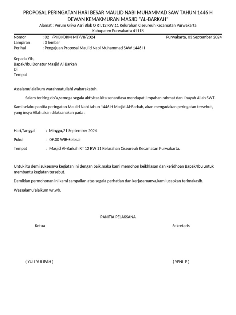 Proposal Maulid | PDF