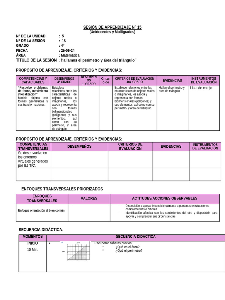 SESIÓN DE APRENDIZAJE MATEMATICA | PDF