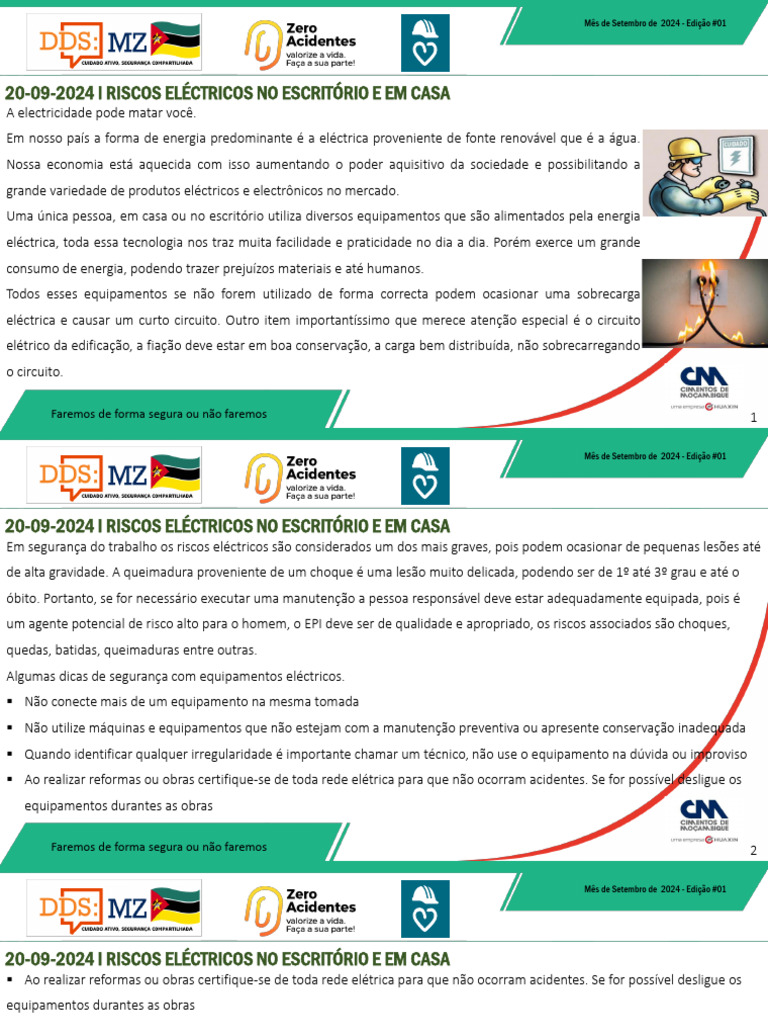 203) DDS 20-09-2024 I Riscos Eléctricos No Escritório e em Casa | PDF