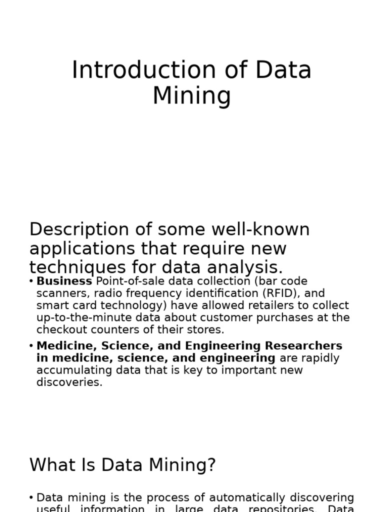 Lecture 1 - Introduction of Data Mining | PDF