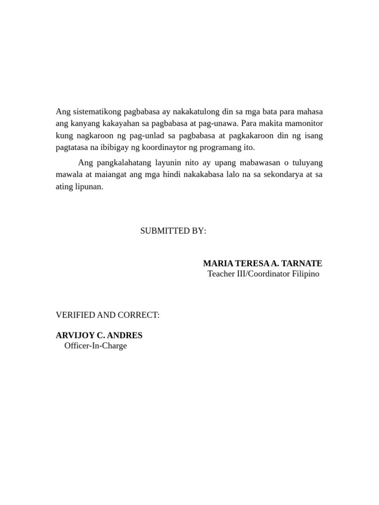 Liham para Sa Reading Program | PDF