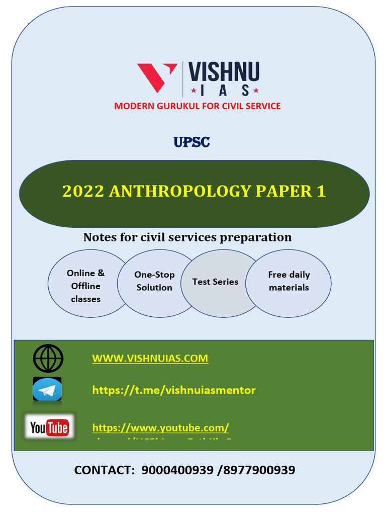 2022 Anthropology Paper 1 Questions | PDF