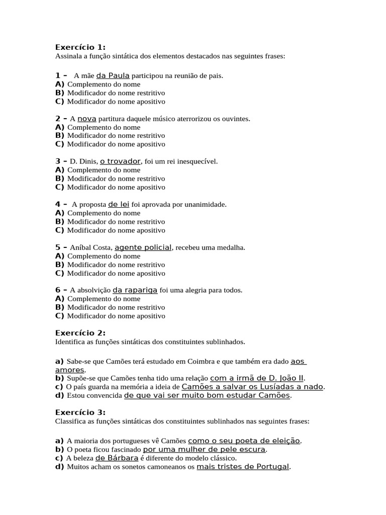 Complemento Do Nome | PDF