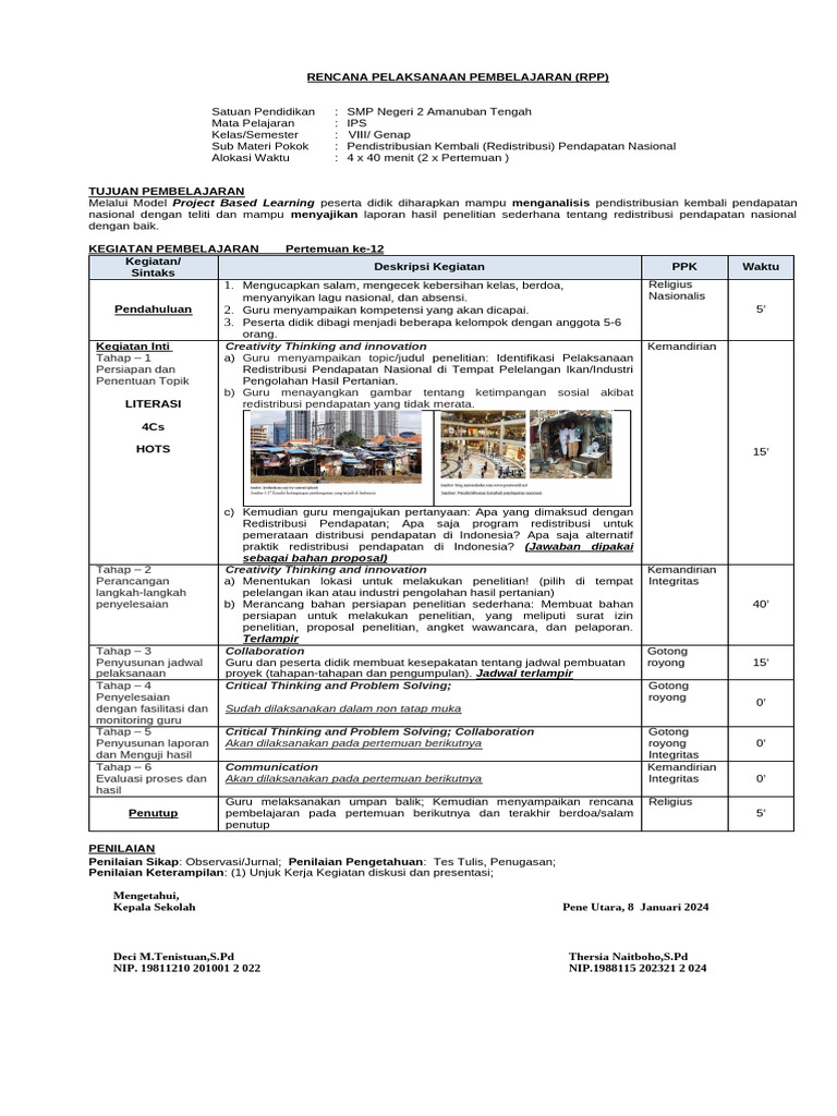 RPP IPS Kelas 8 SM 2 Pertemuan XII | PDF