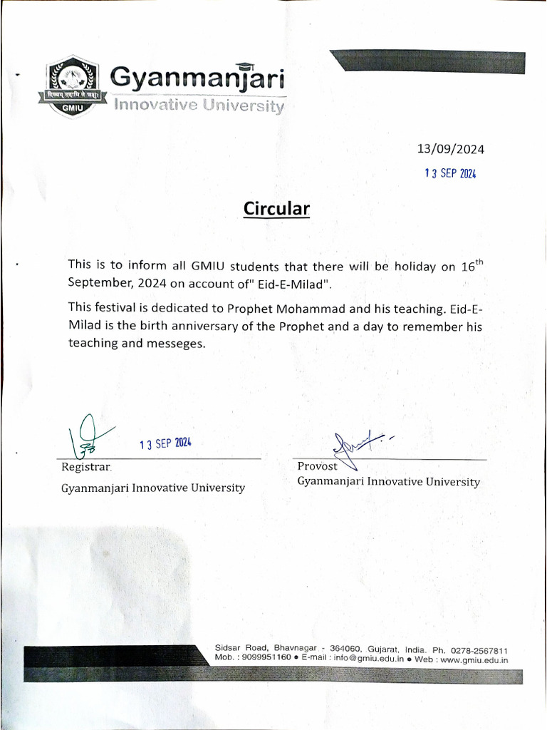 Holiday Circular | PDF