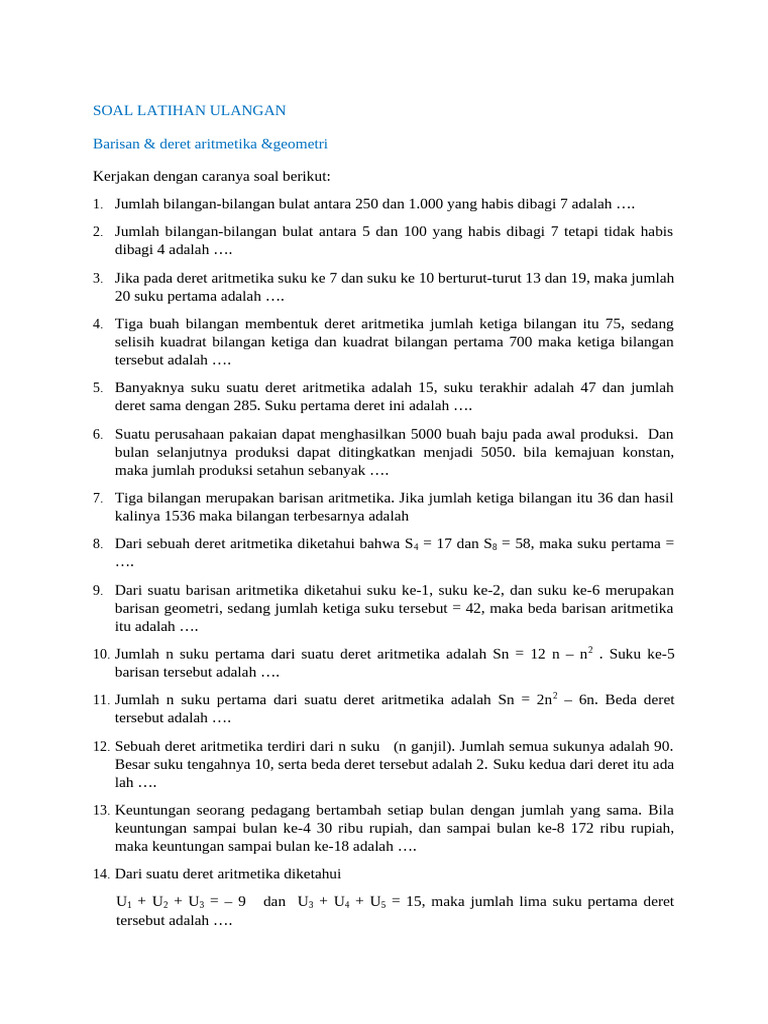 2425 Soal Lat Ulangan | PDF