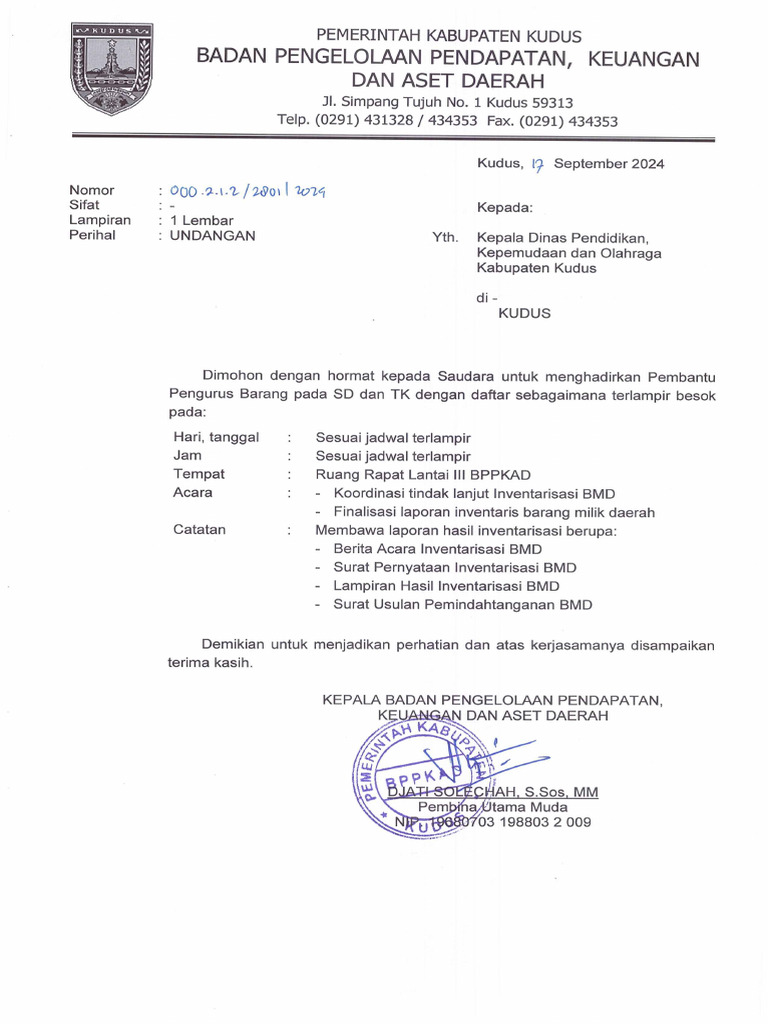 Undangan TL Sensus BMD SD Dan Desk Finalisasi SD | PDF | Home & Garden