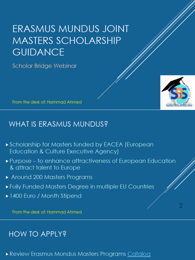 Webinar Slides - EMJM Guidance - Scholar Bridge - 29 Sep. '24 | PDF