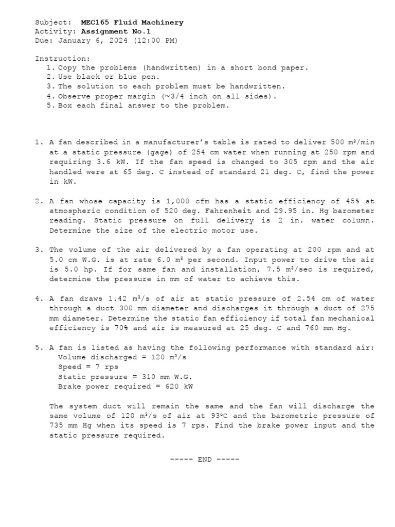 Assignment No.1 Fan | PDF
