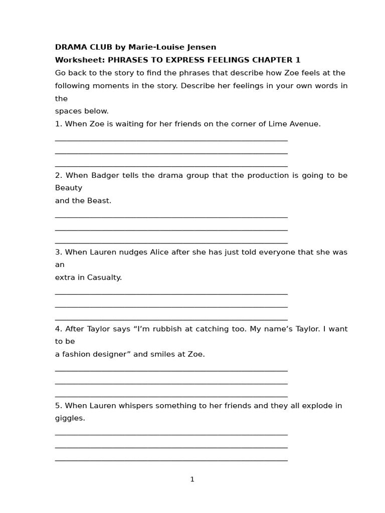 DRAMA CLUB by Marie CHAPTER 1 ACTIVITIES | PDF