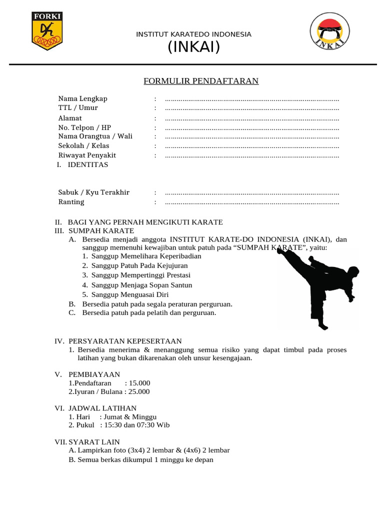 Formulir Karate | PDF