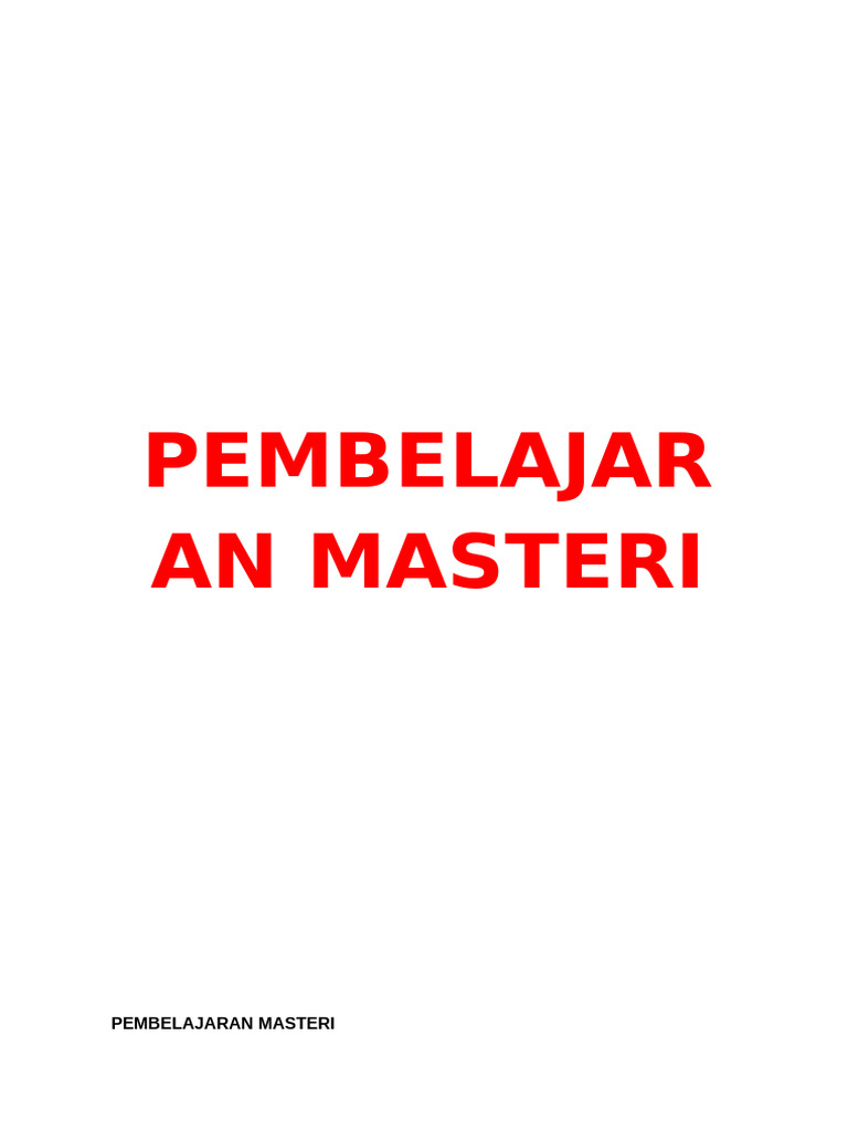 Pembelajaran Masteri | PDF