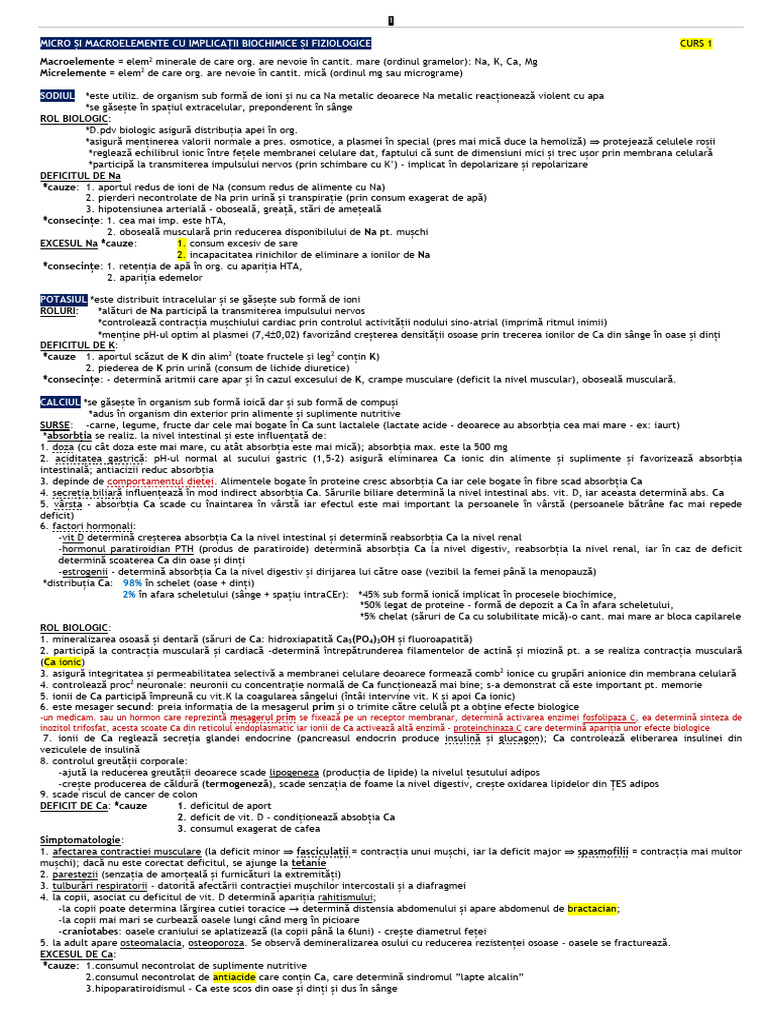 Biochimie Sem I C 01 13 FARA PRESCURTARI Final | PDF