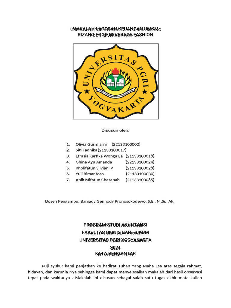 MAKALAH LAPORAN KEUANGAN UMKM FINAL | PDF