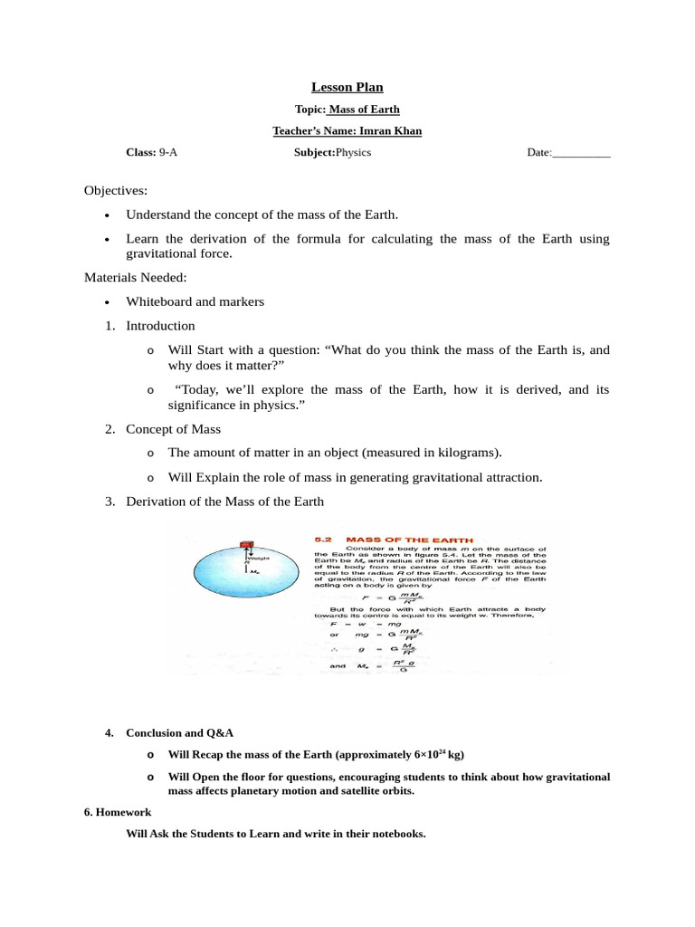 Mass of Earth | PDF