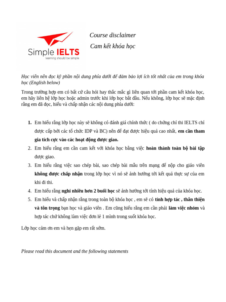 Course Disclaimer | PDF