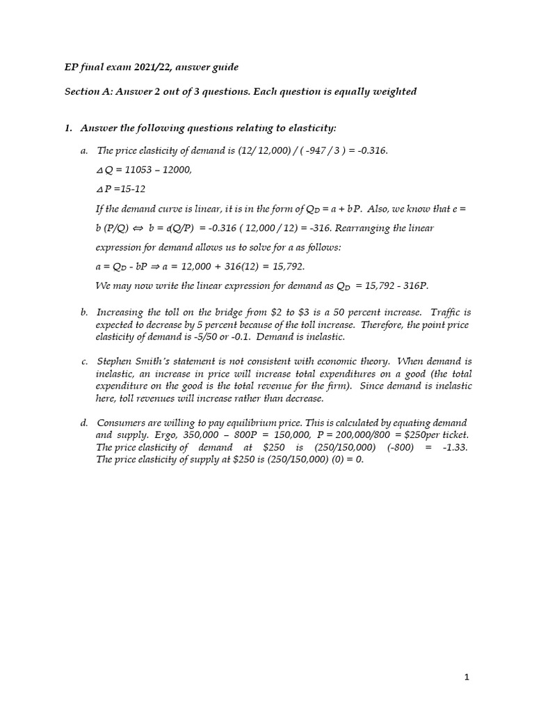 EP Final Exam 2021 - 22, Answer Guide PDF | PDF