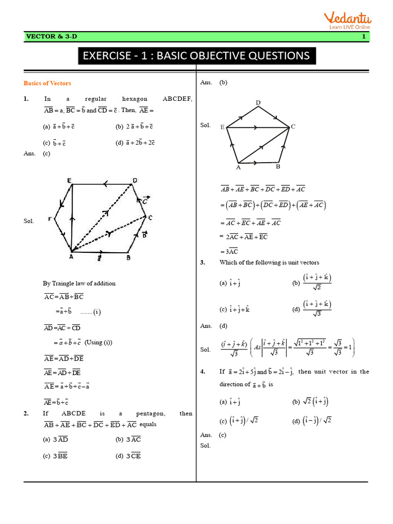 Vector & 3-D Ex-1 | PDF