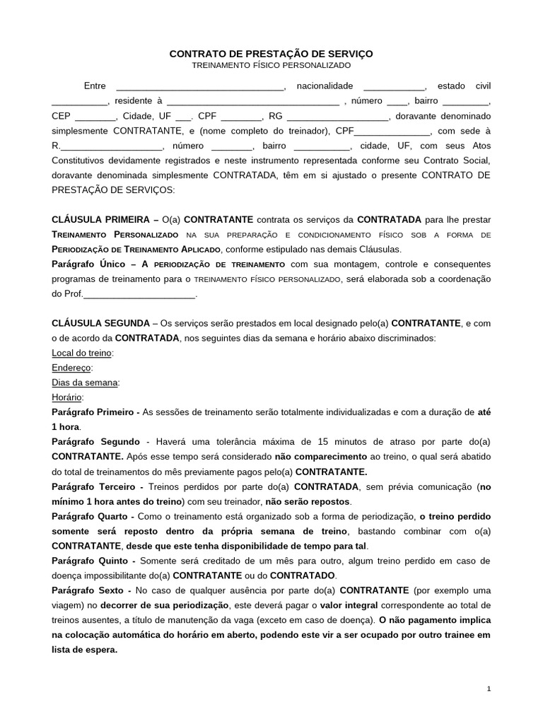 MODELO CONTRATO PERSONAL PESSOA FÍSICA | PDF