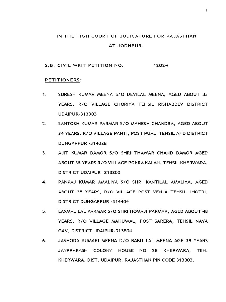 Suresh Meena Writ PDF | PDF