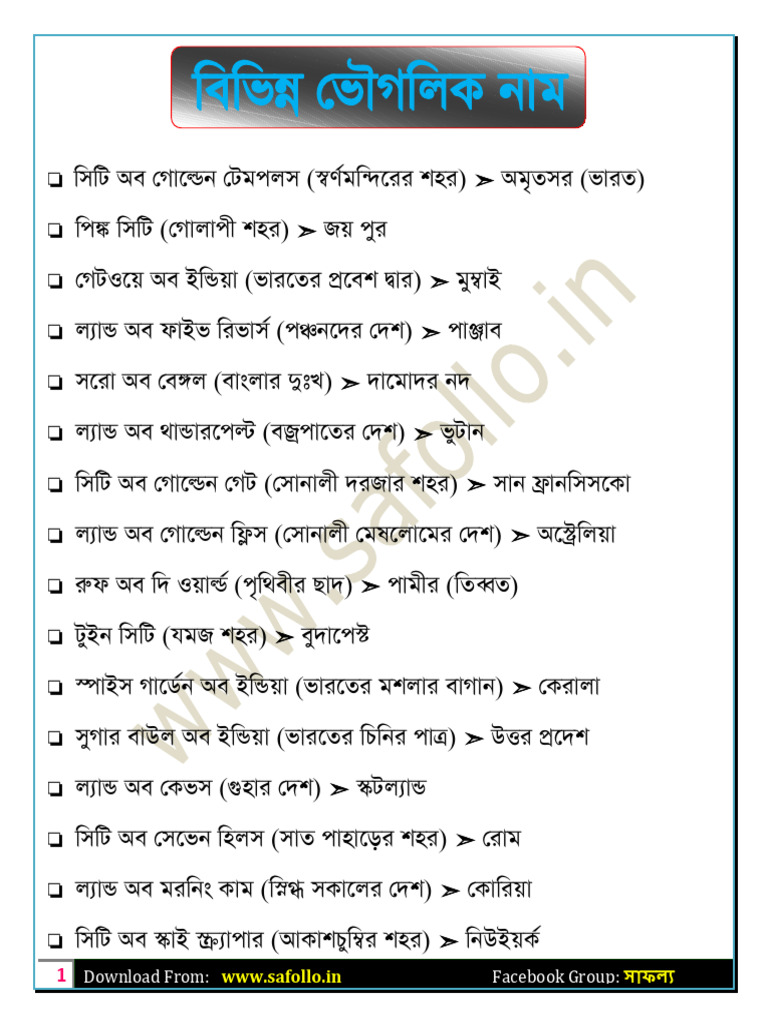 List of Various Geographical Names | PDF