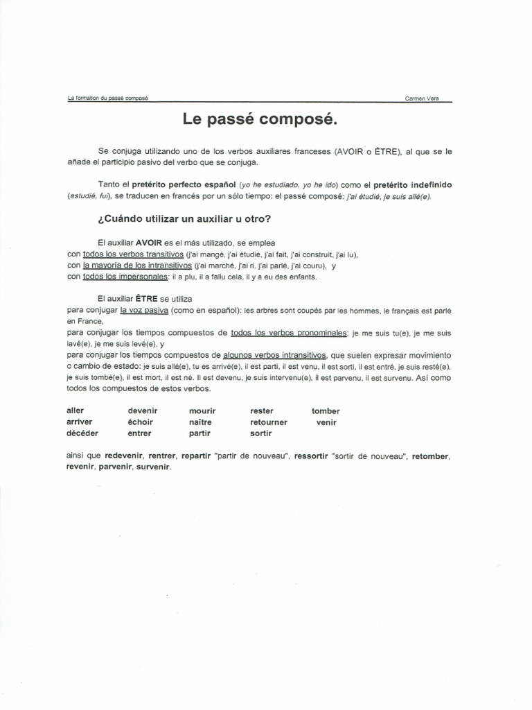Passé Composé - REVISION | PDF